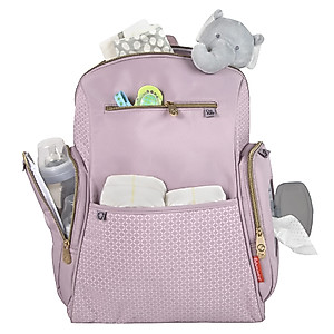 Fisher-Price Fastfinder Gemma Diaper Bag Backpack with Portable Changing Pad, Wipes Dispenser (Pink)