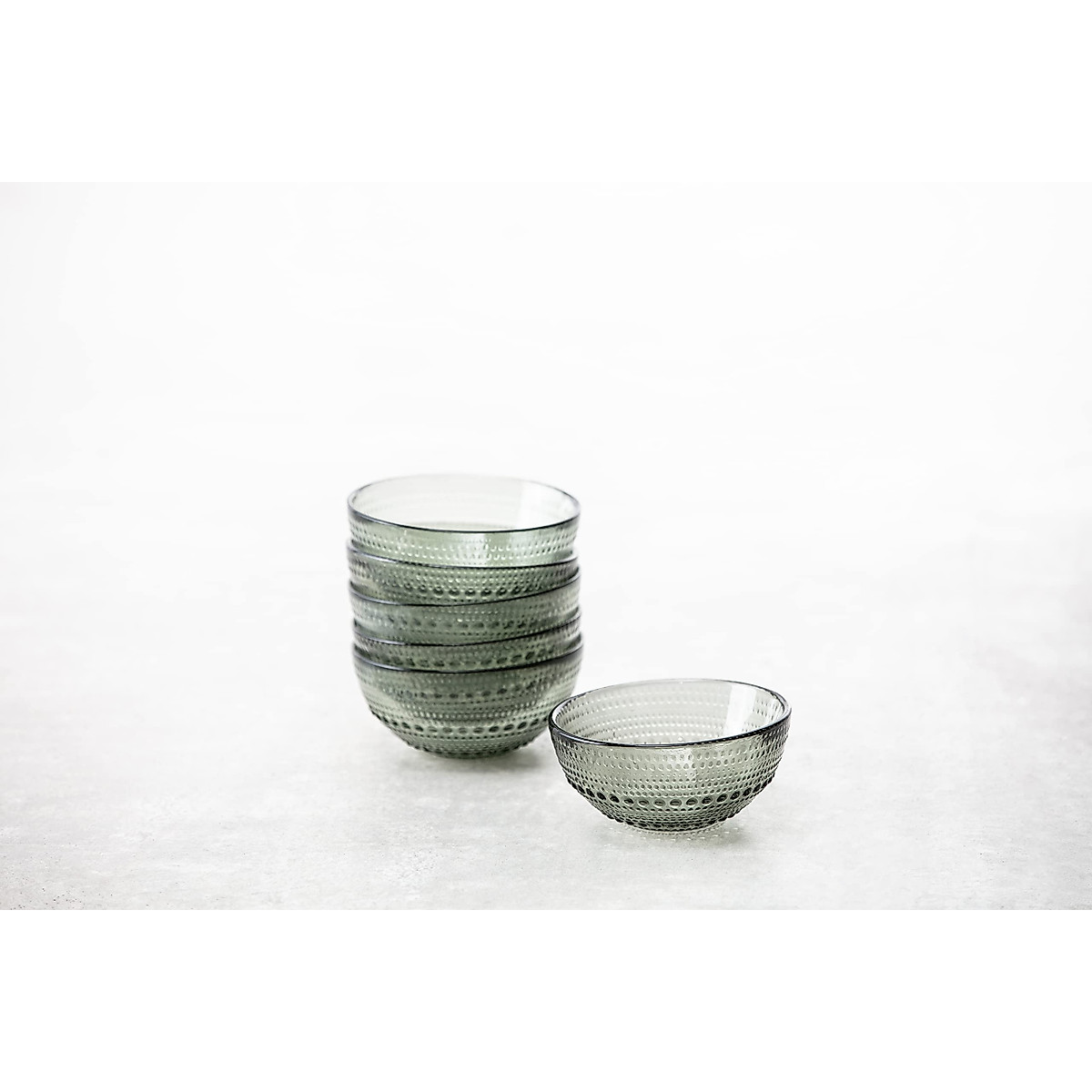 Fortessa Jupiter Vintage Glassware Collection 5 Inch Cereal Salad Dessert Snack All-Purpose Bowl 6 Pack, Smoke Gray, 14 Ounce (6 Pack)
