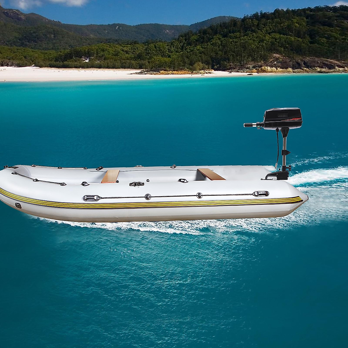 Outboard Motor 2200W 8HP 48V Electric Brushless Outboard Motor Inflatable Fishing Boat Engine Outboard Motor Water-Cooled CDI System