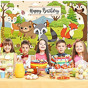 Woodland Party Supplies Woodland Birthday Backdrop Forest Friends Banner Background Woodland Forest Photo Booth Props for Baby Shower Boys Girls Birthday Fall Theme Party Decorations
