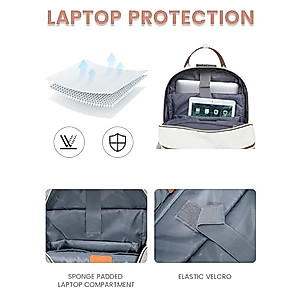 LOVEVOOK Laptop Backpack for Women, Anti-theft Work Travel Business Bag, 17 Inch Large Capacity Computer Backpacks Purse for Men, Casual Nurse Daypack with Lock, Beige-Brown