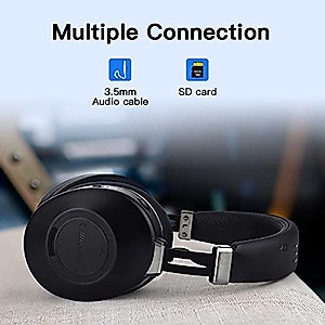 Bluedio H2 Active Noise Canceling Headphones Bluetooth Headphones with Mic Slide Control 57mm Driver Deep HiFi Bass Wireless Headphones Over Ear, 40 Hours Playtime for Travel/Work, Black