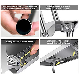DSVONAUS Ceiling Storage Shelf, 2 Layer Stainless Steel Ceiling Mount Shelf, Hanging Floating Shelves, Organizer Rack for Restaurant Kitchen Bar Cafe Shelf, Easy to Install - 6 Sizes (80×35×80cm)