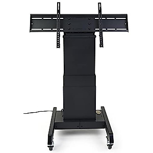 Displays2go Motorized Rolling TV Stand, 4 Wheels, Remote Controlled, Fully Adjustable - Black (DGMLTSBK)