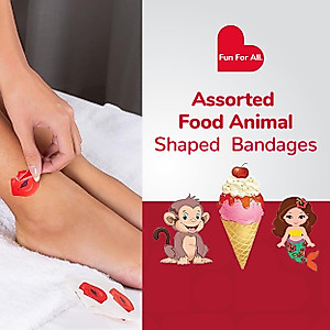 BioSwiss Bandages, Assorted Animal, Fun, and Food Shaped Self Adhesive Bandage, Latex Free Sterile Wound Care, 100 Count