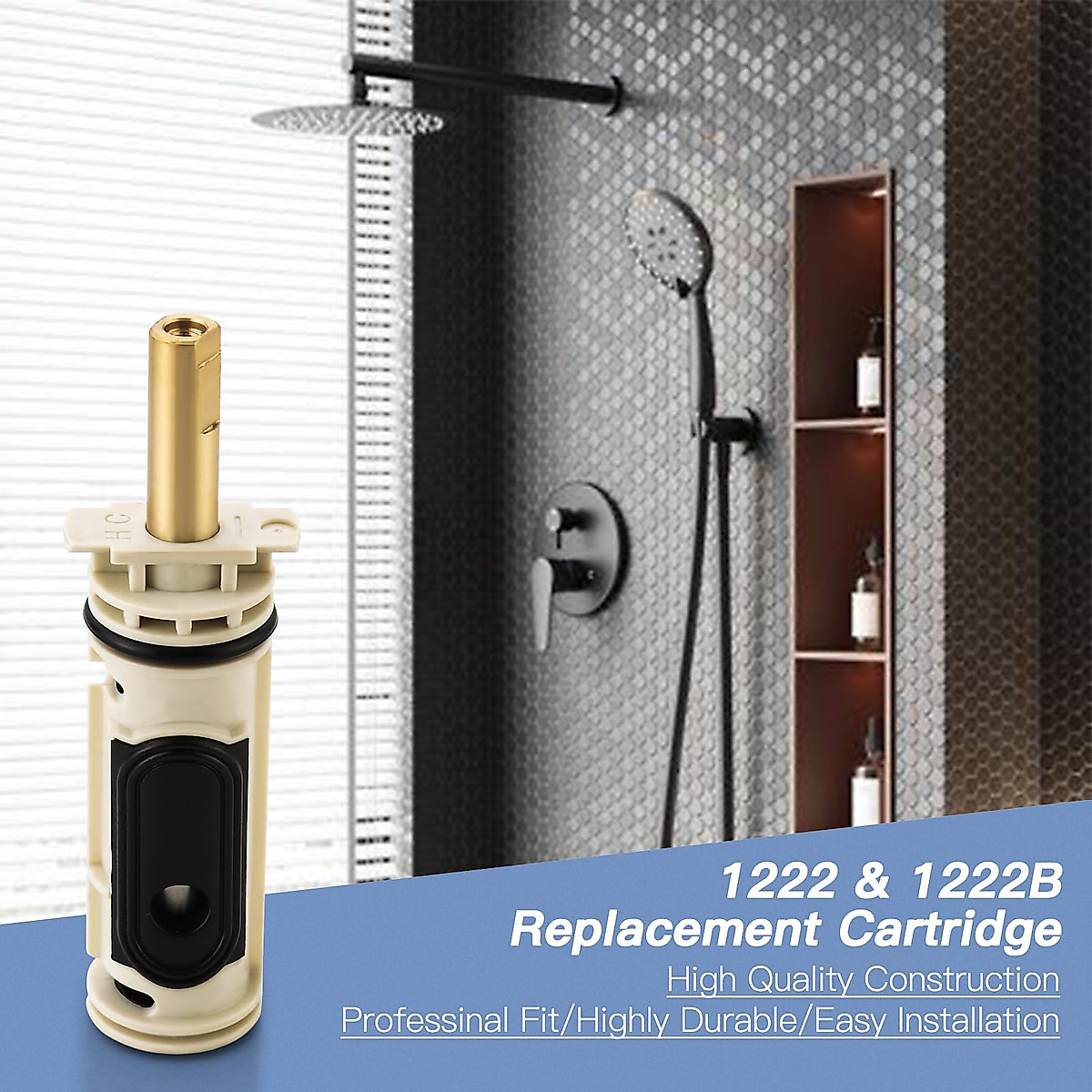 for Moen 1222 One-Handle Posi-Temp Faucet Cartridge Replacement,Compatible with Moen Tub Shower and Shower Only Configurations,Brass and Plastic