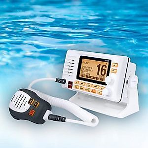 Uniden UM725 Marine VHF Radio, All USA, Canada, and Int'l. Marine Channels, 1Watt/25Watt Transmit Power, Largest LCD Screen in Class, NOAA Weather Channels w/Alerts, Speaker Mic, IPX8 Waterproof.