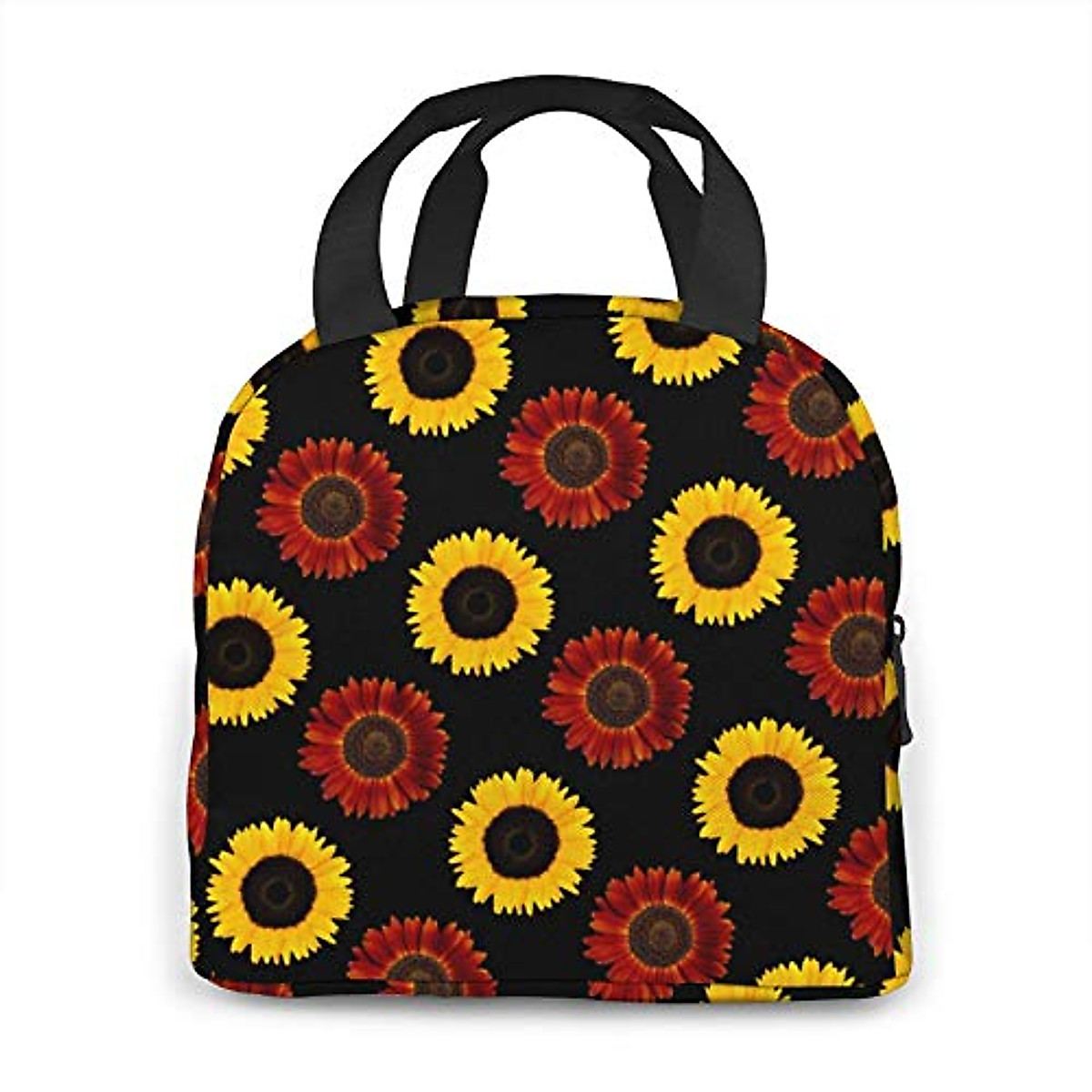 Losturban Cherry Chocolate Sunflower Insulated Lunch Bags for Women Cooler Tote Bag with Front Pocket Lunch Box Reusable Lunch Bag for Men Adults Work Hiking Picnic