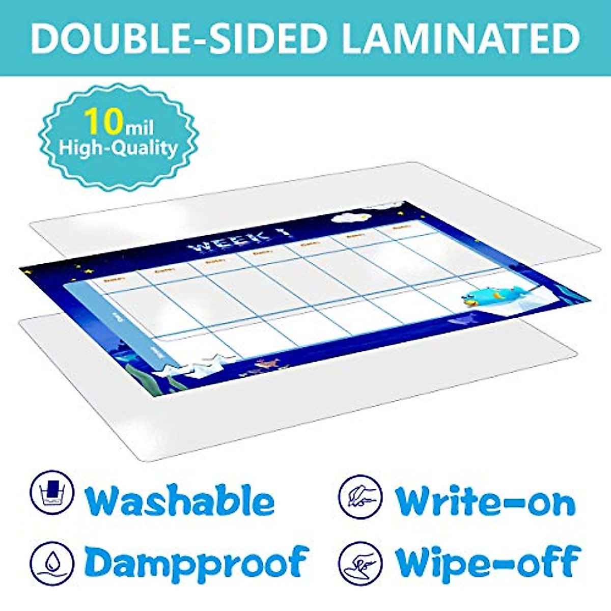 SpriteGru Potty Training Reward Chart with 4X Waterproof Weekly Charts, 6X Diploma, 600X Colorful Stars. Perfect for Multiple Toddlers’ Motivational Toilet Training (Each chart 11” X 7”)