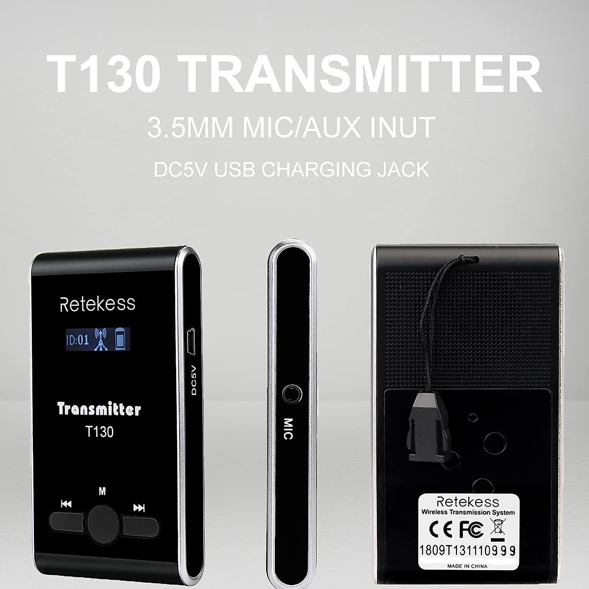 Retekess T130 Tour Guide System, Church Translation System, Good Quality Sound, 99 Channels, Assisted Listening Devices for Court,Training,Interpreter (1 Transmitter 2 Receivers)