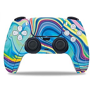 FOTTCZ Vinyl Skin for PS5 Digital/Disk Controller, Sticker Decorate and Protect Device Surface, Agate Color Stripe