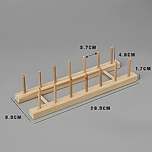 Fancyes Sewing Thread Holder Embroidery Knitting Multispool Needlework Quilting Rope Strings Organizer Wood Shelf Wood Thread Rack, 29.5cmx9.5cmx4.6cm