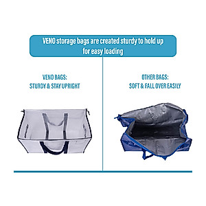 VENO 10 Pack Moving Bags and Large Christmas Storage Bins with lids. Alternative to Moving Boxes, Packing Supplies for College. Extra Large Heavy Duty Totes for Packaging (Clear, 10 Pack)