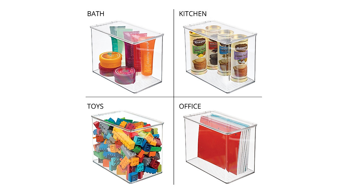 mDesign Stackable Plastic Storage Container - 6 Pack