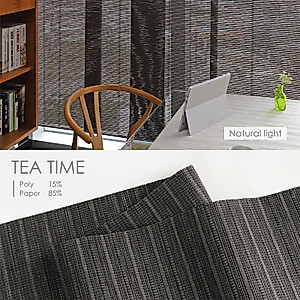 GoDear Design Adjustable Sliding Panel Track Vertical Blinds for Windows 45.8"- 86" W x 96" H, Extendable Patio Door Blinds for Sliding Door, Trimmable Fabric Panel Curtinsa, Semi-Privacy, Tea Time