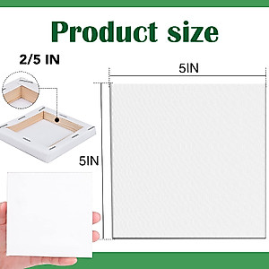 ESRICH Mini Stretched Canvas 10 Pack 5x5inch, 2/5''Profile Art Primed Canvases for Painting, Cotton Small Professional Stretched Canvas for Kids and Art Supplies, for Acrylics, Oils.