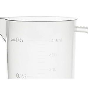 EISCO Plastic Pitcher, 500mL - Short Form, Euro Design - Molded Graduations - Chemical Resistant & Autoclavable Polypropylene - Measuring Jug Labs