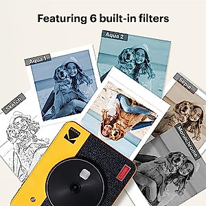 KODAK Mini Shot 3 Retro 4PASS 2-in-1 Instant Digital Camera and Photo Printer (3x3 inches) Initial 8 Sheets + 60 Sheets Gift Bundle, Yellow (NOT Zink)