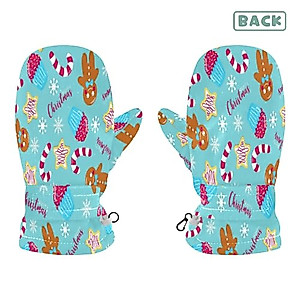 Christmas Gingerbread Boys Girls Gloves Sugar Cane Snowflakes Toddler Mittens Warm Baby Kids Snowboarding Gloves Ski Gloves for Skiing Outdoor Sport M
