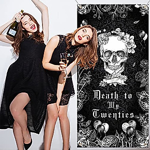 Death to My Twenties Decorations Rip to My 20s Door Cover 30th Birthday Party Backdrop Skull Door Banner for Death to My 20s Party Supplies Background Photo Props