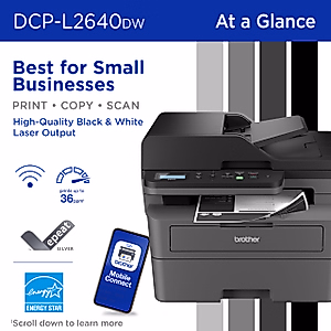 Brother DCP-L2640DW Wireless Compact Monochrome Multi-Function Laser Printer with Copy and Scan, Duplex, Mobile, Black & White | Includes Refresh Subscription Trial(1), Amazon Dash Replenishment Ready