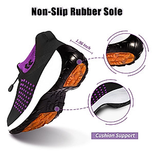 STUNAHOME Orthopedic Sneakers Breathable Women Walking Shoes Slip on Trainers Women's Comfortable Casual Ladies Athletic Shoe Thick Bottom Black-Purple