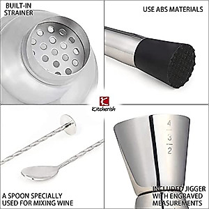 Cocktail Shaker Set Bartender Kit for Alcoholic Drinks -4 Piece Classic Stainless Steel Drink Mixer Set Essential Cocktail Bar Tool Set, Home/Bar Cart Accessories with 24 oz Shaker Cup (Sliver)