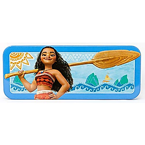 Disney Moana Tin Pencil Case | 8 X 3 X 1.5 Inches (Color & Design May Vary).