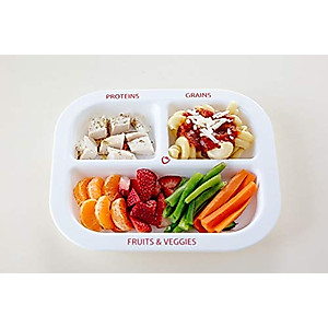 Health Beet Portion Plate for Kids, Toddlers - Rectangle Kids Plate with Dividers and Nutrition Portions for Healthy Eating Habits (Single Plate)
