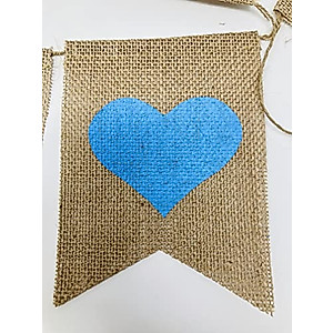 Shimmer Anna Shine BABY BOY Burlap Banner for Baby Shower Decorations and Gender Reveal Party (Blue)