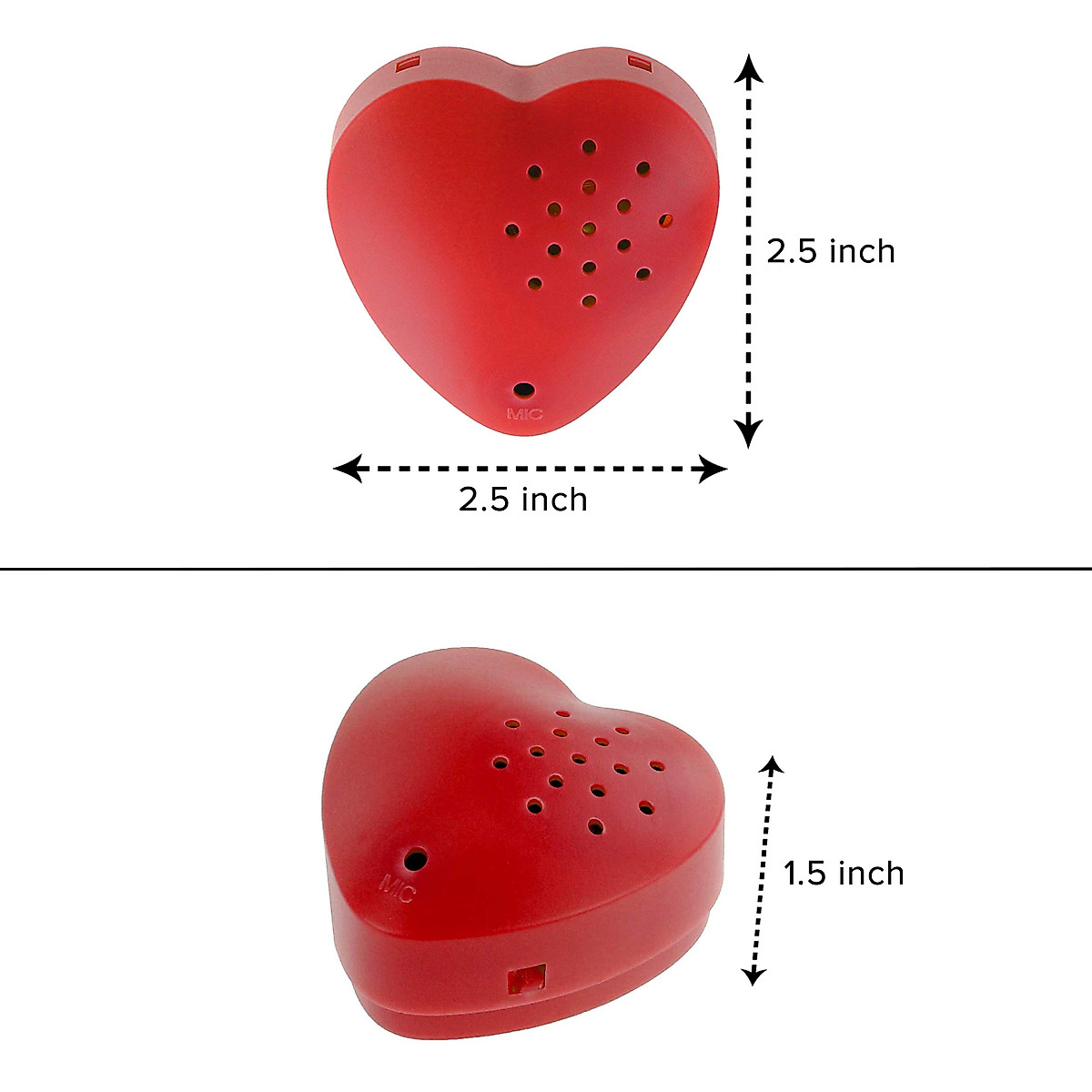2 Pack, Inventiv 30 Second Voice Sound Recorder Module for Plush Toy, Stuffed Teddy Bear Animal Recordable Heart, Record Custom Messages (Red)