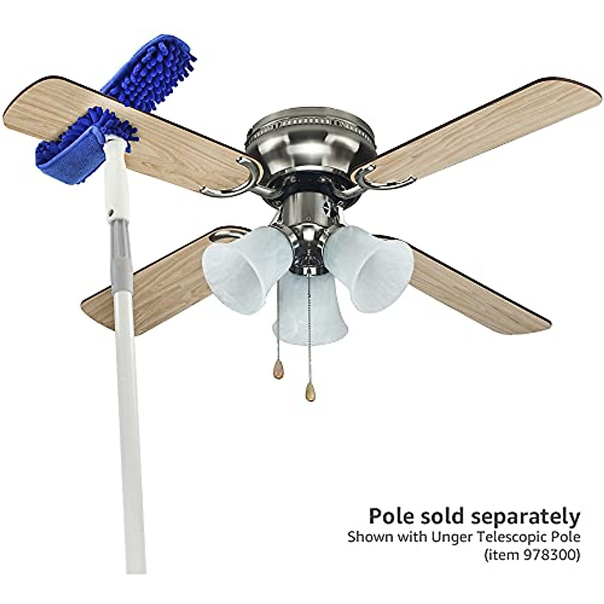 Unger Microfiber Ceiling Fan Duster – Machine Washable Dusters for Ceiling Blades, Compatible with Threaded Poles, Reusable Cleaning Supplies, Cleaning Tools, Traps Dust & Dirt