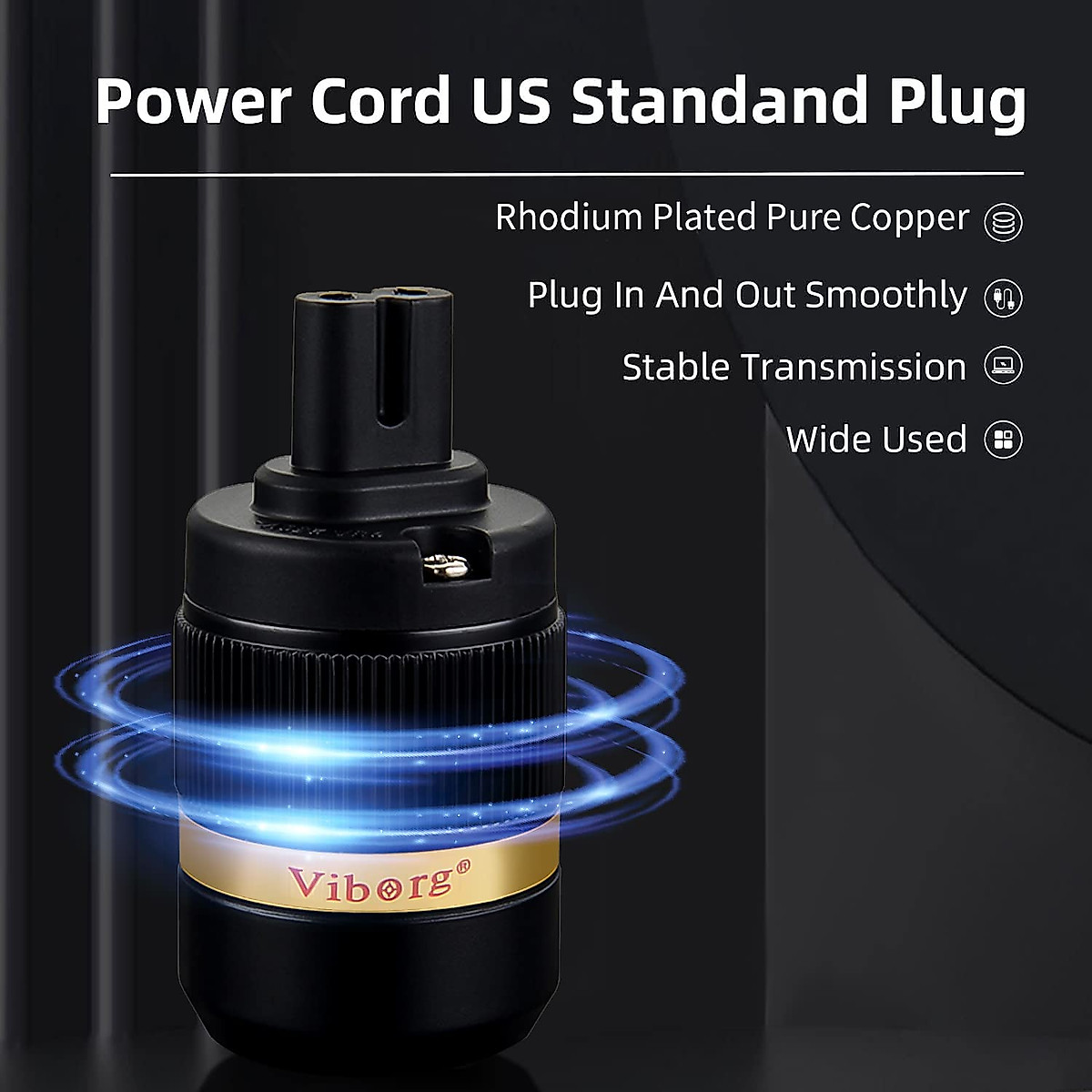 Viborg VF508G C7 Power Connector Gold Plated Pure Copper Figure 8 IEC Connector Female AC Power Plug 7A/125V 2.5A/250V Power Cord Audio Cable Mains Connector