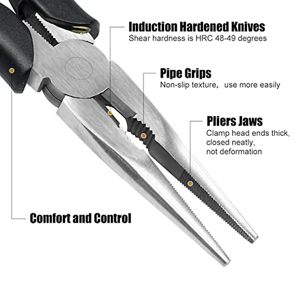 ZUZUAN Premium VISE-GRIP Long Needle Nose Pliers- 8” & 6’’, Paper Clamp Precision, High Carbon Steel, Soft Grip with Wire Cutter, Long Nose Cutting Pliers for Home, Fishing, Jewelry, Crafts,2pcs