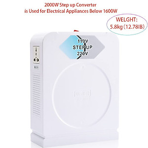 Step Up Transformer 110V/120V to 220v Watt Voltage Converter, Heavy-Duty Boost is Suitable for Eurasian Household appliances Power Conversion 2000W Used in The United States