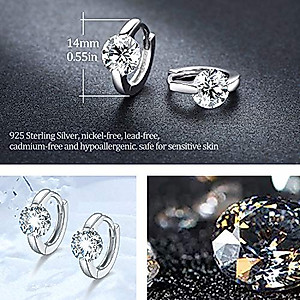 JUSTKIDSTOY Huggie Earrings 925 Sterling Silver Huggie Hoop Earrings Hypoallergenic Round Cut Cubic Zirconia Infinity Hoop Earrings for Sensitive Ear Women Daughter Birthday Gift
