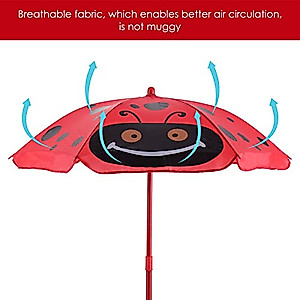 Costzon Kids Table and 2 Chair Set, Ladybug Folding Picnic Table Set with Removable Umbrella for Indoor Outdoor Garden Patio, Gift for Children Boys & Girls
