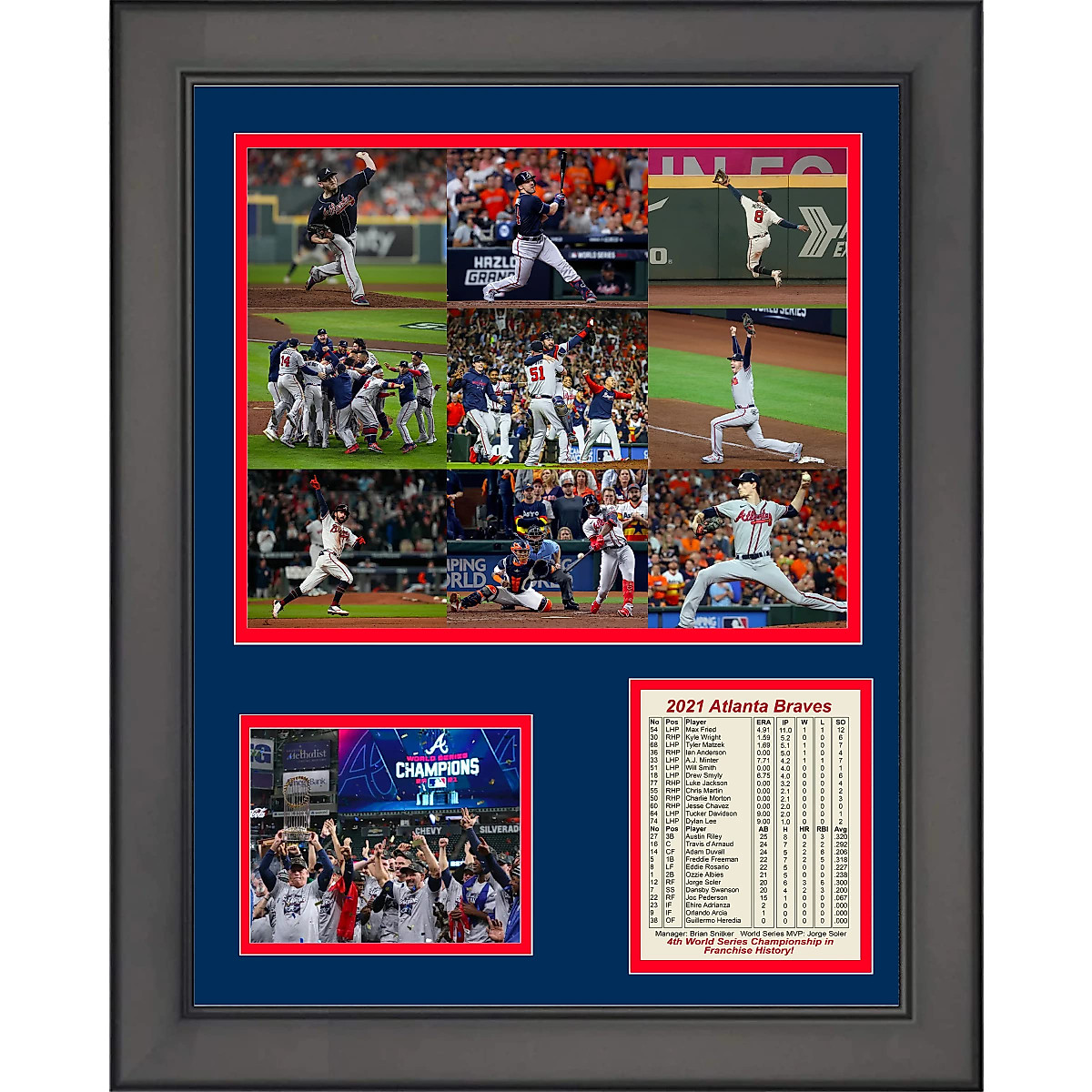HOFSM.COM Hall of Fame Sports Memorabilia Framed Atlanta Braves 2021 World Series Champions 11"x14"Baseball Three Photo Collage