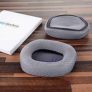 Geekria Comfort Mesh Fabric Replacement Ear Pads for Logitech G733 Headphones Earpads, Headset Ear Cushion Repair Parts (Grey)
