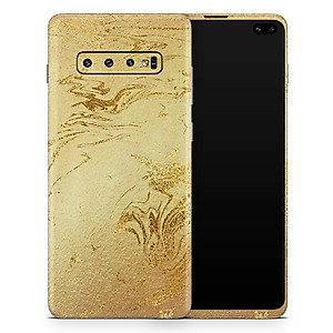 DesignSkinz Molten Gold Digital Foil Swirl V10 Protective Vinyl Decal Wrap Skin Cover Compatible with The Samsung Galaxy S20 (Screen Trim & Back Glass Skin)