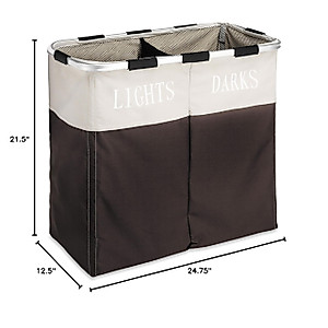 Whitmor Easycare Double Laundry Hamper - Lights and Darks Separator - Espresso