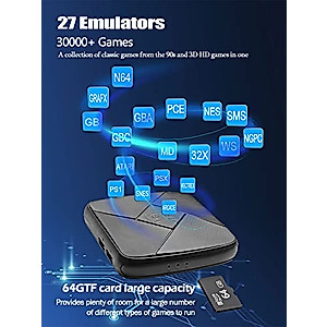 Fadist Retro Game Console, Super Game Box, Built in 30000+ 2D/3D Classic Games, 4K HD Output, Plug and Play Game Console, Ideal Gift for Kids, Adult, Friend, Lover