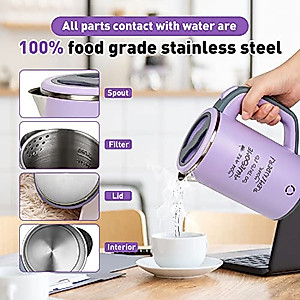 0.8L Small Electric Kettle Stainless Steel,600w Low Power Mini Portable Tea Kettle, Double Wall Travel Hot Water Boiler,Auto Shut-off & Boil-Dry Protection,for Travel, Office Student Dormitory