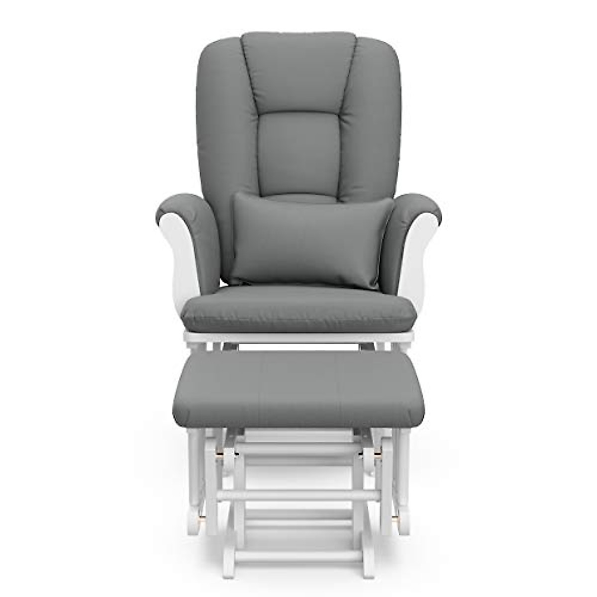 Storkcraft Tuscany Custom Glider and Ottoman with Lumbar Pillow, White/Grey
