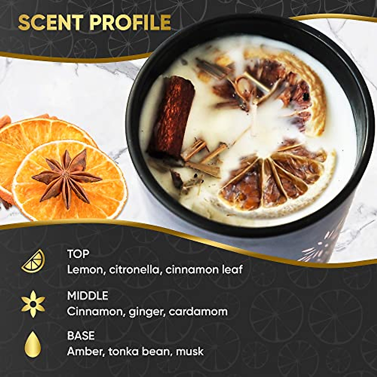 Lemon Cinnamon Scented Soy Wax Candle by BrightWize