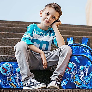 UFNDC 3PCS Dinosaur Backpack , 16” Boys Bookbag with Lunch Box, Kids School Bag for Elementary Toddler