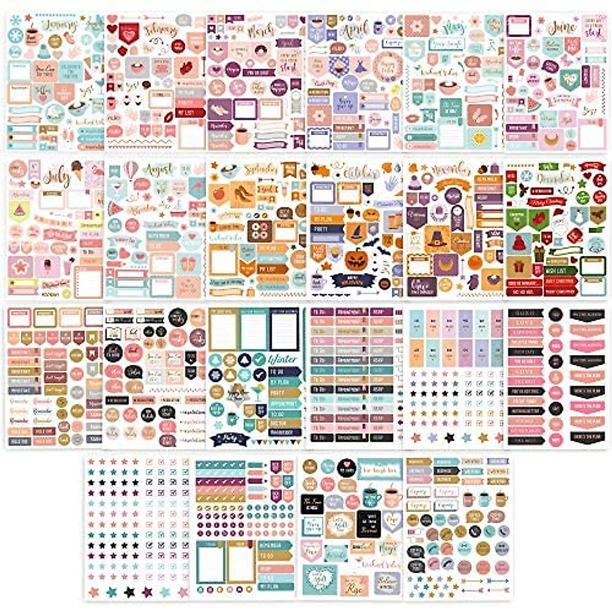 Aesthetic Monthly Planner Stickers - 1100+ Beautiful Design Accessories Enhance and Simplify Your Planner, Journal and Calendar