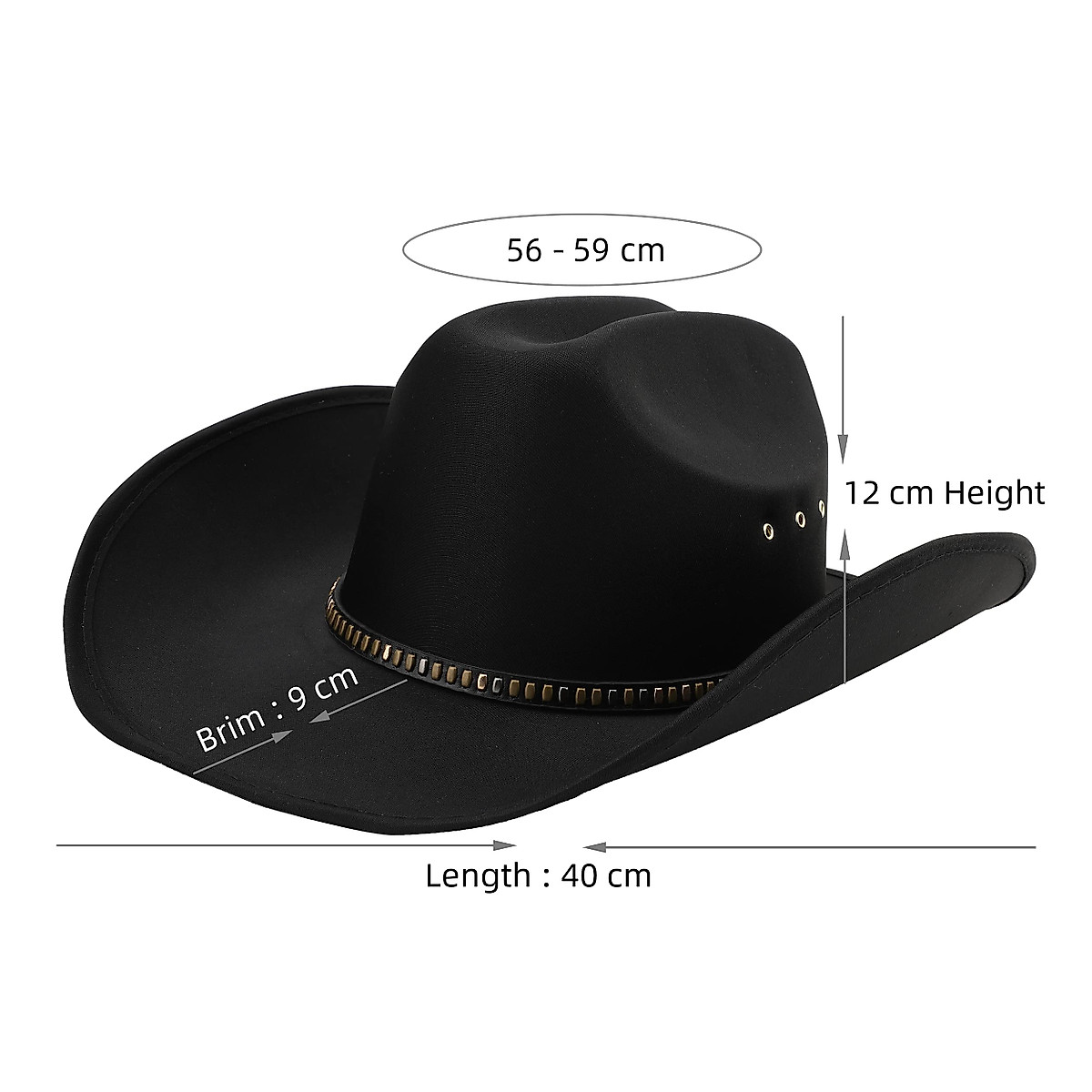 Pro Celia Felt Women Cowgirl Men Western Cowboy Hat (Black Knit)