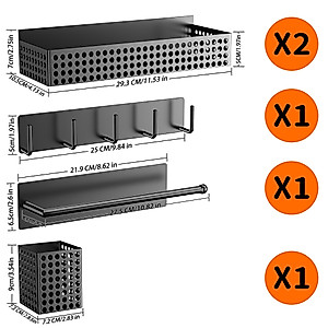 Toosci Magnetic Fridge Organizer Set, 5 Pcs, Customizable, Metal Material, Ideal for Storing Spices, Cans, Drinks, Snacks, Kitchen Utensils, and More