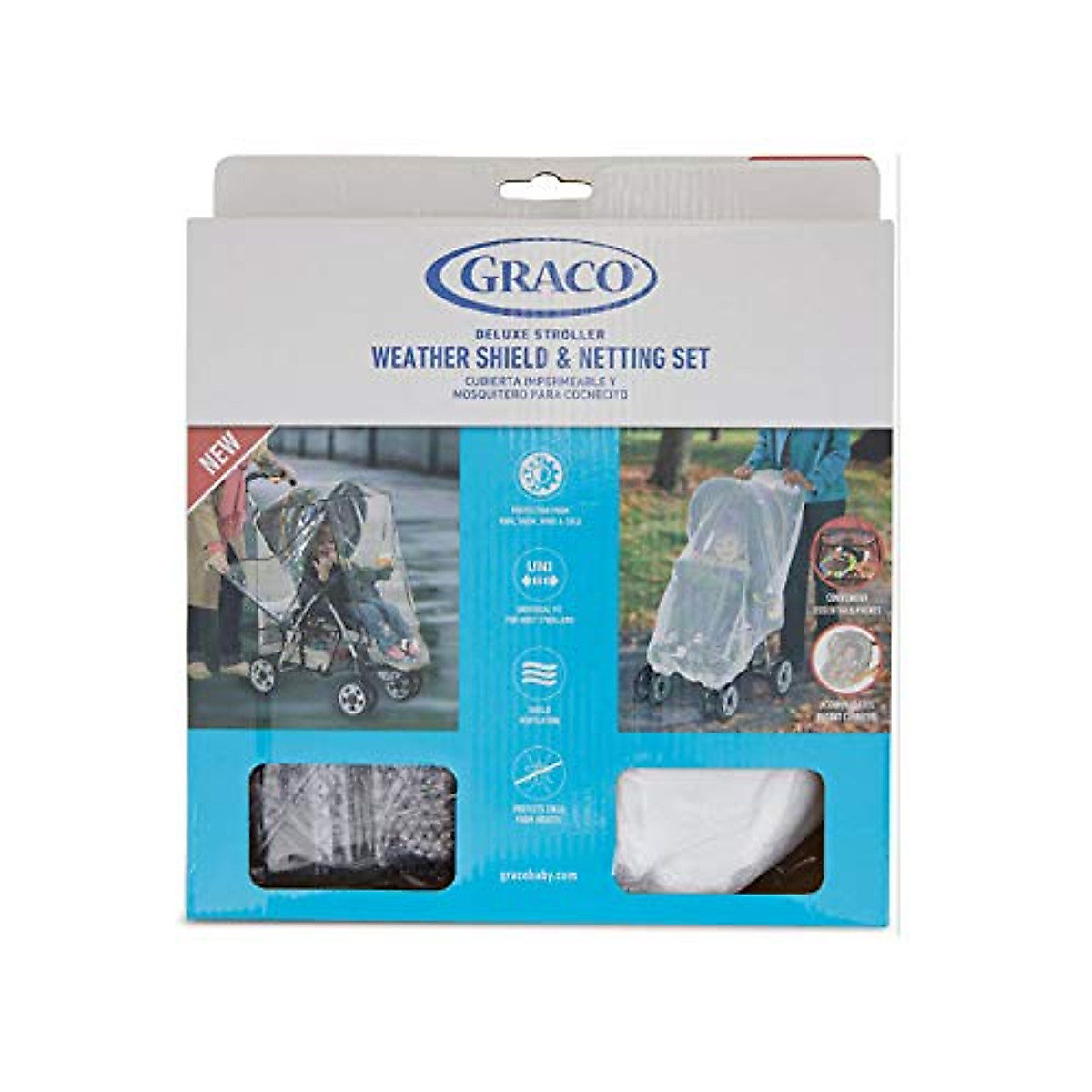 Graco Stroller Netting + Deluxe Stroller Weather Shield Set